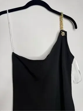 Lulus | Dresses | Ultimate Icon Black Oneshoulder Chain Strap Maxi ...